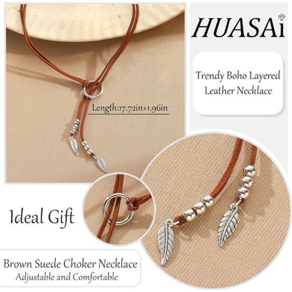 Other | Huasai Brown Suede Choker Necklace For Women Trendy Boho ...